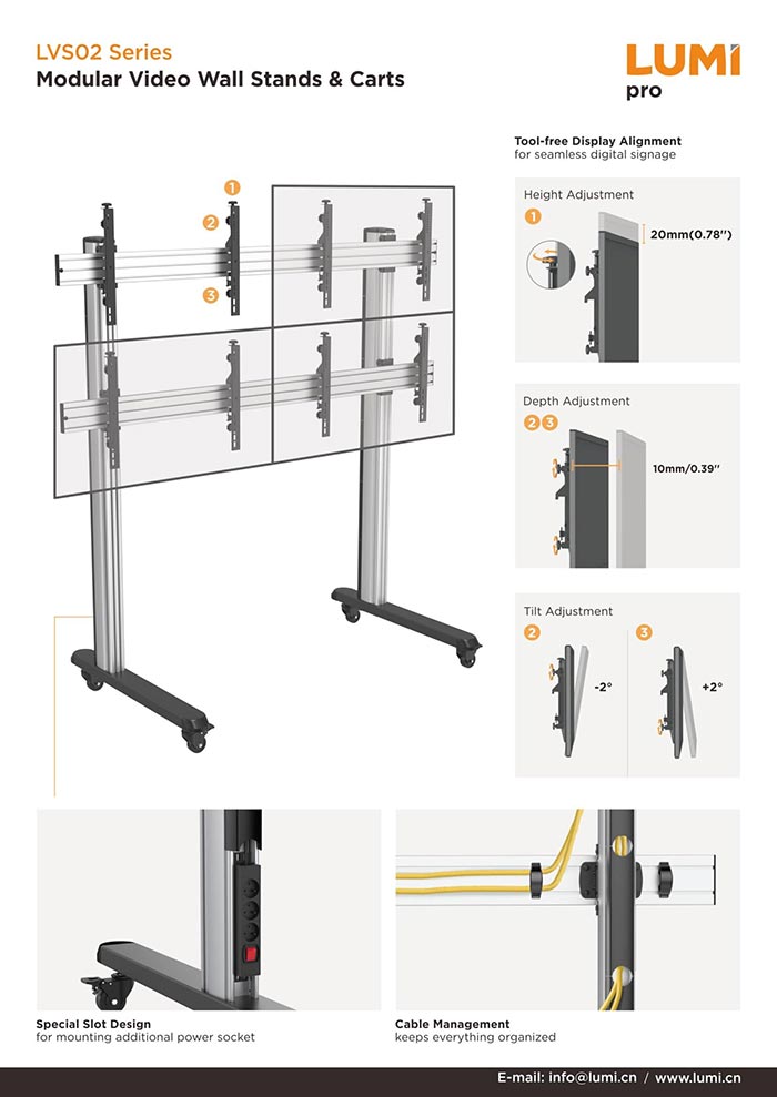 Series Modular Video Wall Stands＆Carts - โกดังโคมไฟคลังไฟฟ้า 125